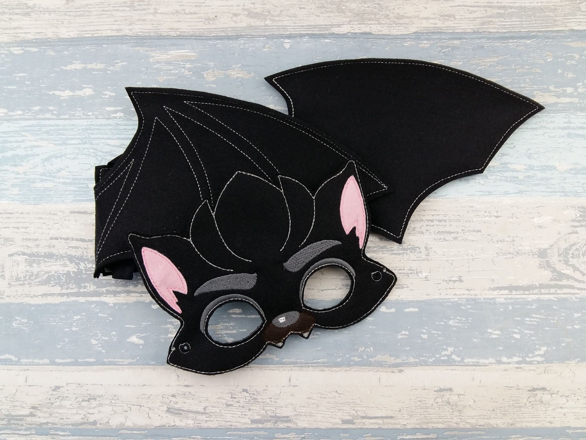 Bat Mask Black Felt Face Mask Halloween Party Costume Mask | Etsy