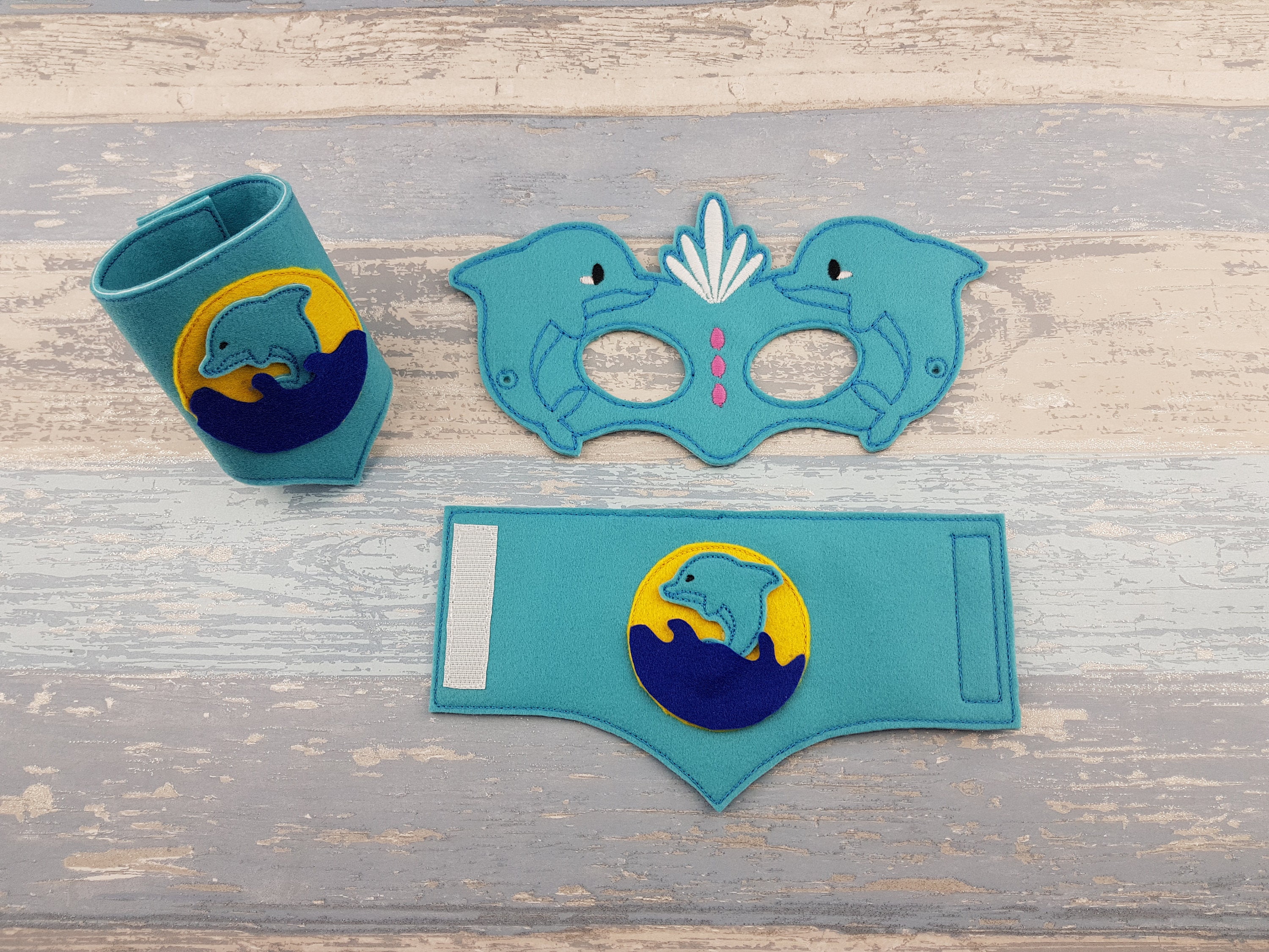 Felt Dolphin Mask and Superhero Cuffs Felt Mask Mask & | Etsy