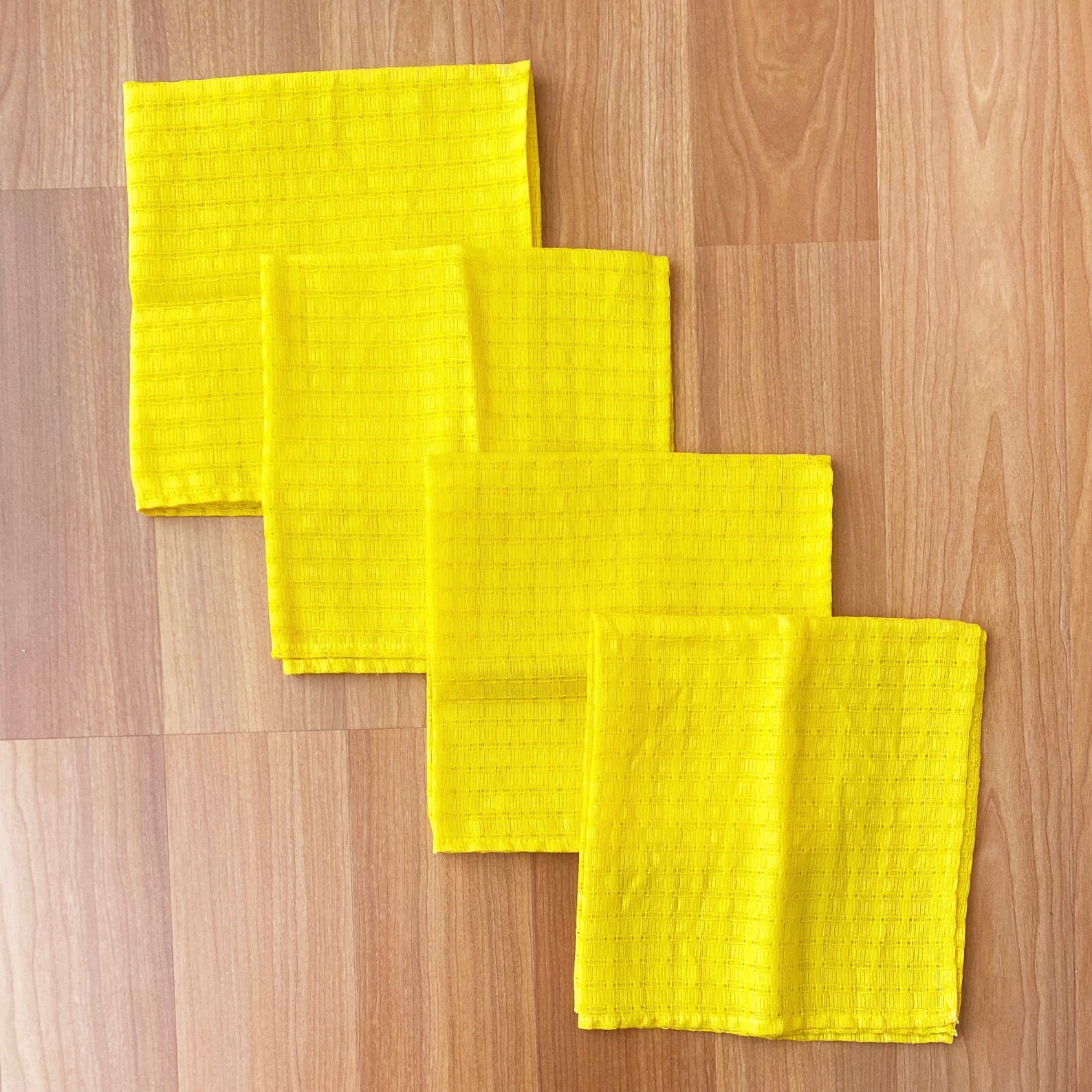 Mid-century Textured Yellow Cloth Napkins // Set of Four Vintage 1960s ...