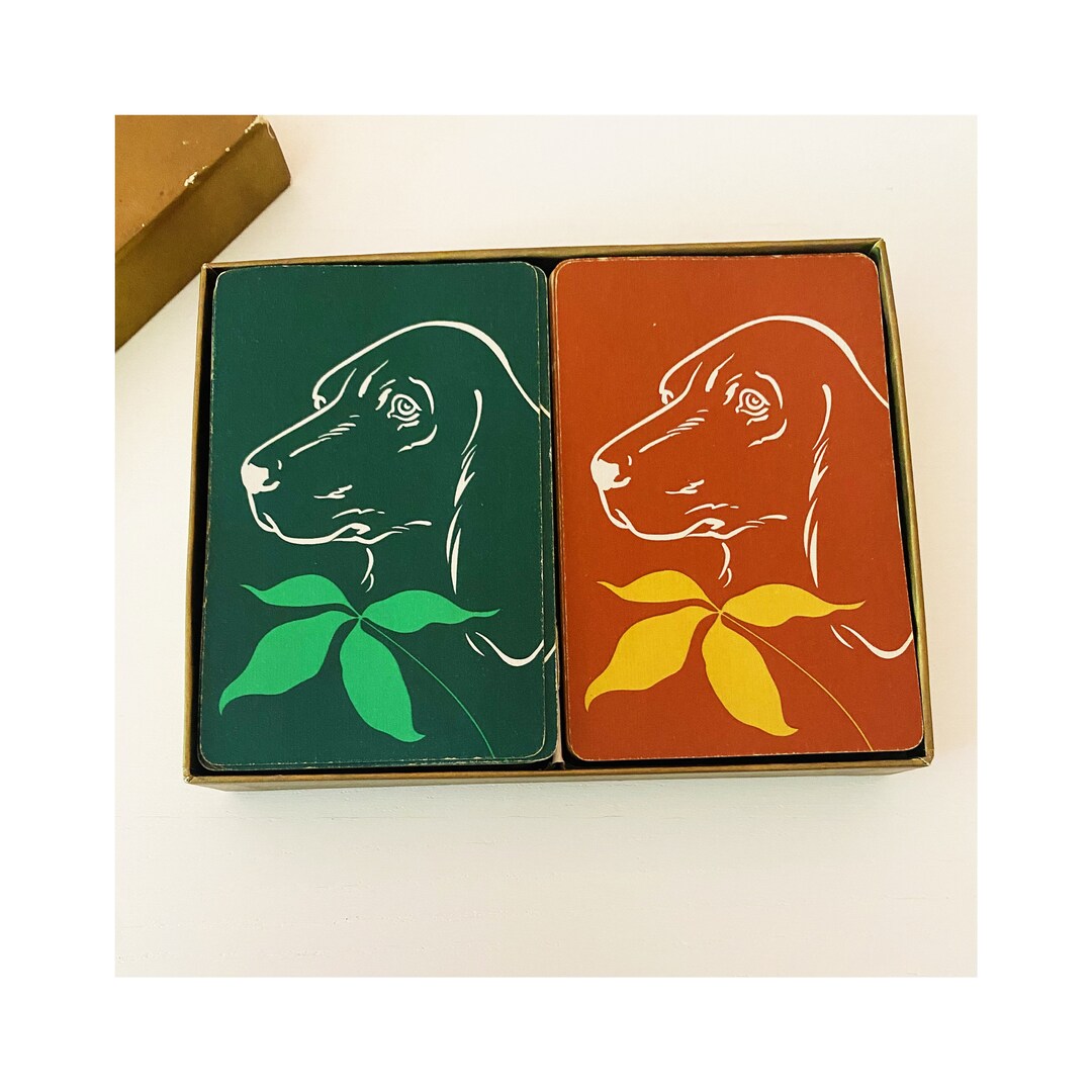 Two Decks of Vintage Dog Playing Cards // Mid-century Lord Baltimore ...