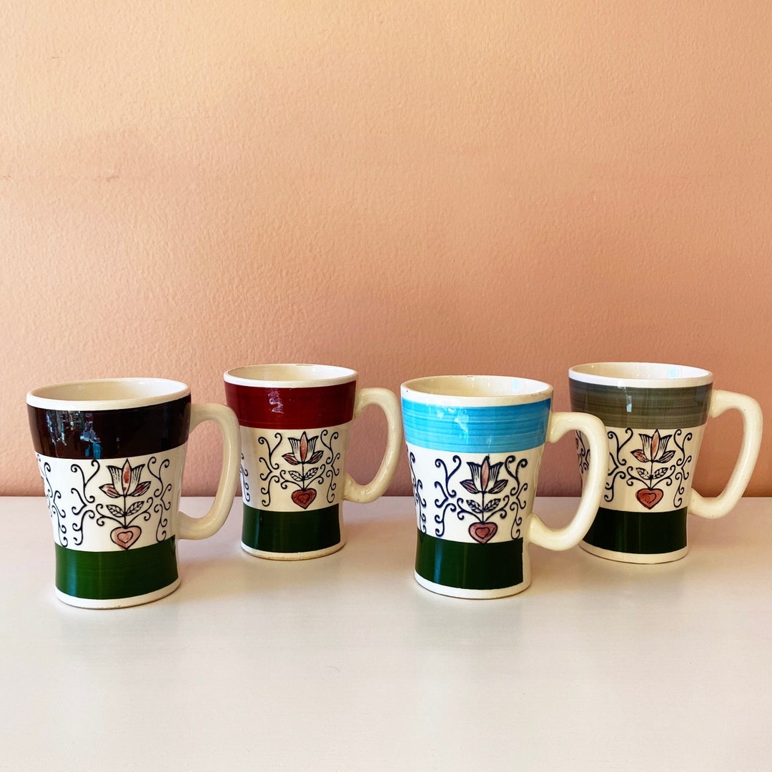 Vintage 60s Floral Ceramic Mugs - Set of 4, Made in Japan - Etsy