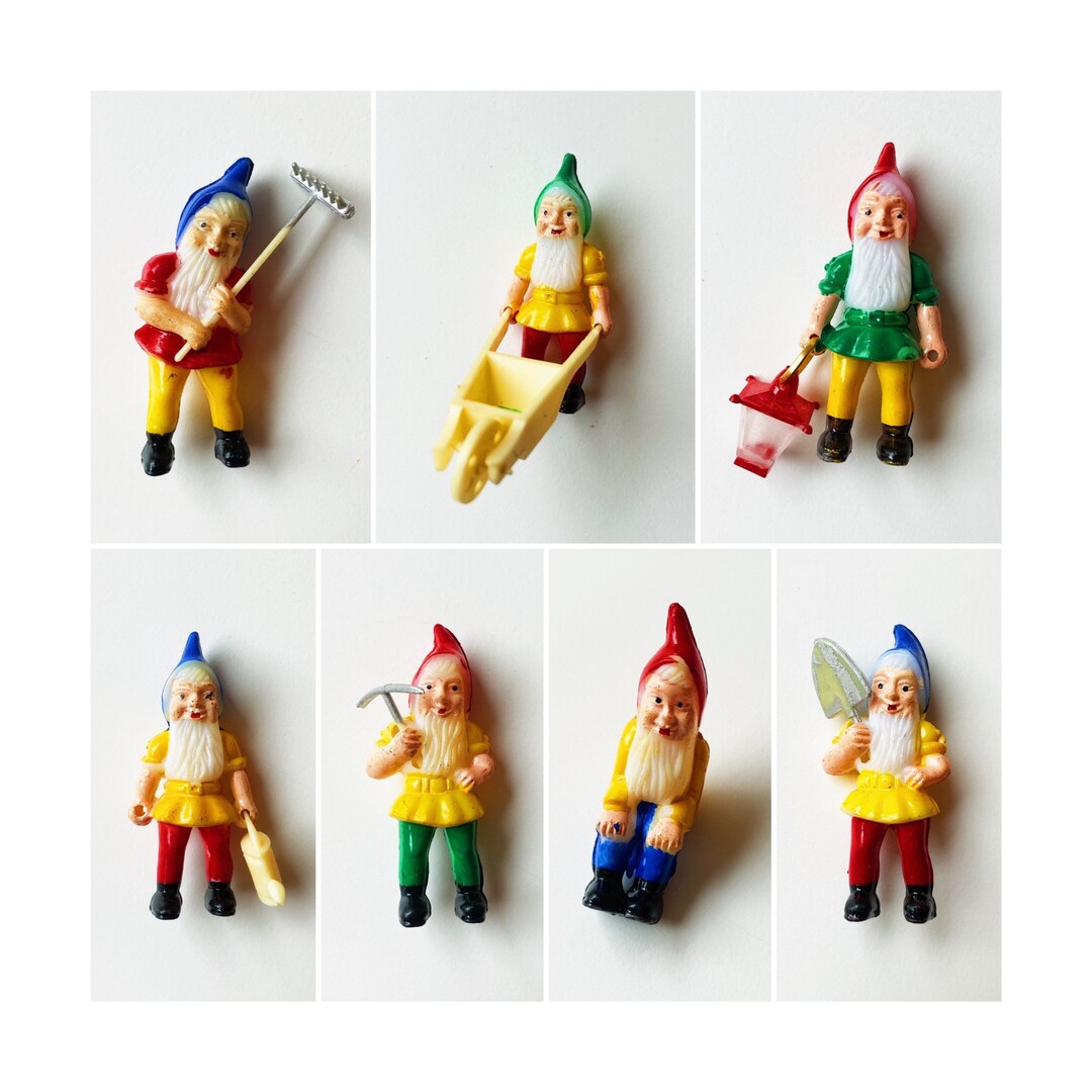 Vintage Garden Gnomes // Terrarium Decoration // Plastic Dwarf // Elf ...