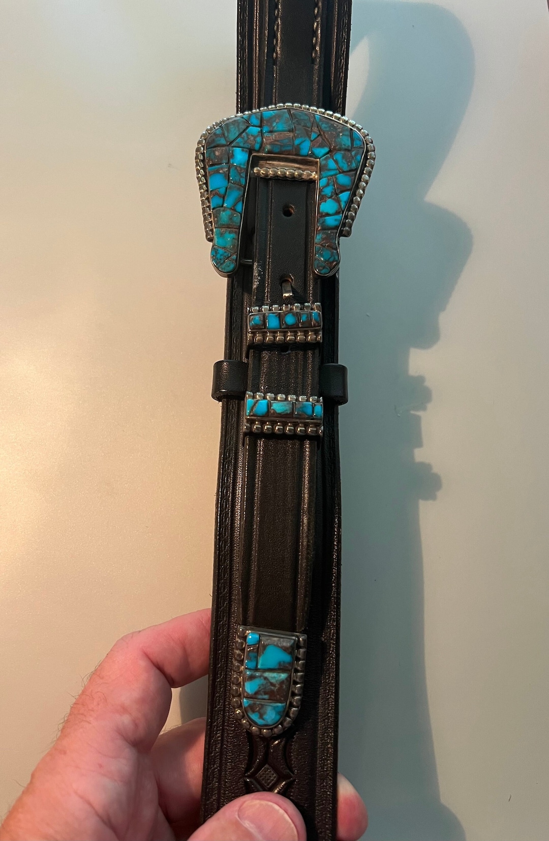 Gem Grade Bisbee Turquoise Ranger Buckle by Navajo Artist Dee Brown ...