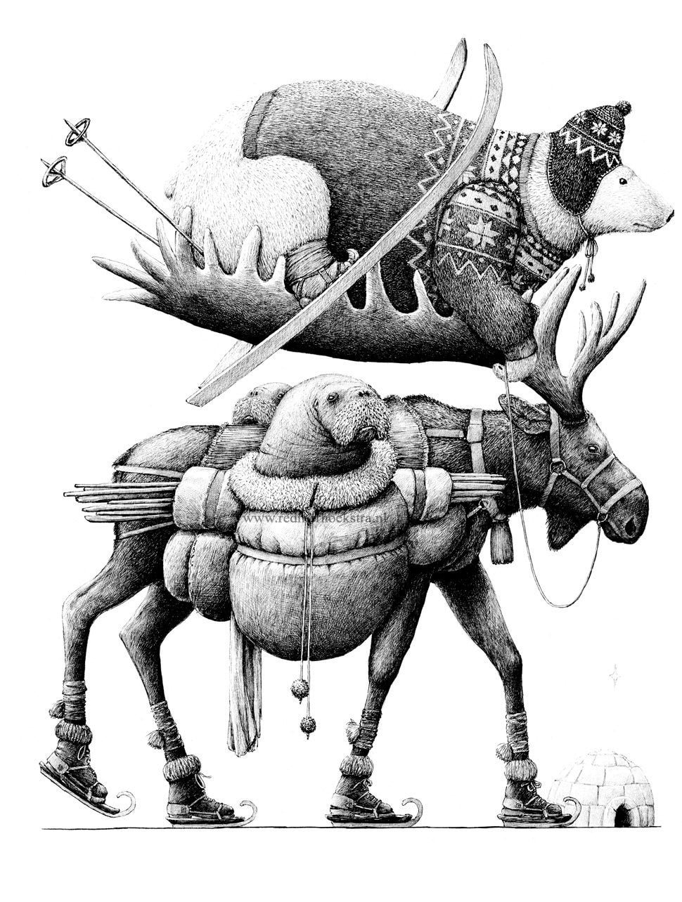 Postcard Polarbear/moose - Etsy