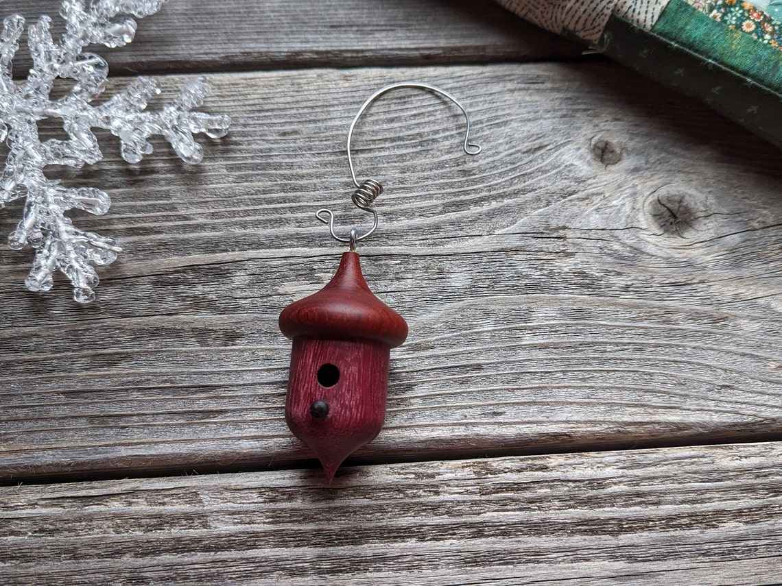 185 Acorn Shape Bird House Ornament Hand Turned Wooden, Padauk and ...