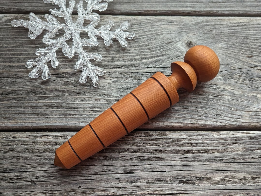 Garden Dibber, Hand Turned Cherry Wood Dibbler Tool, Seed Planting ...