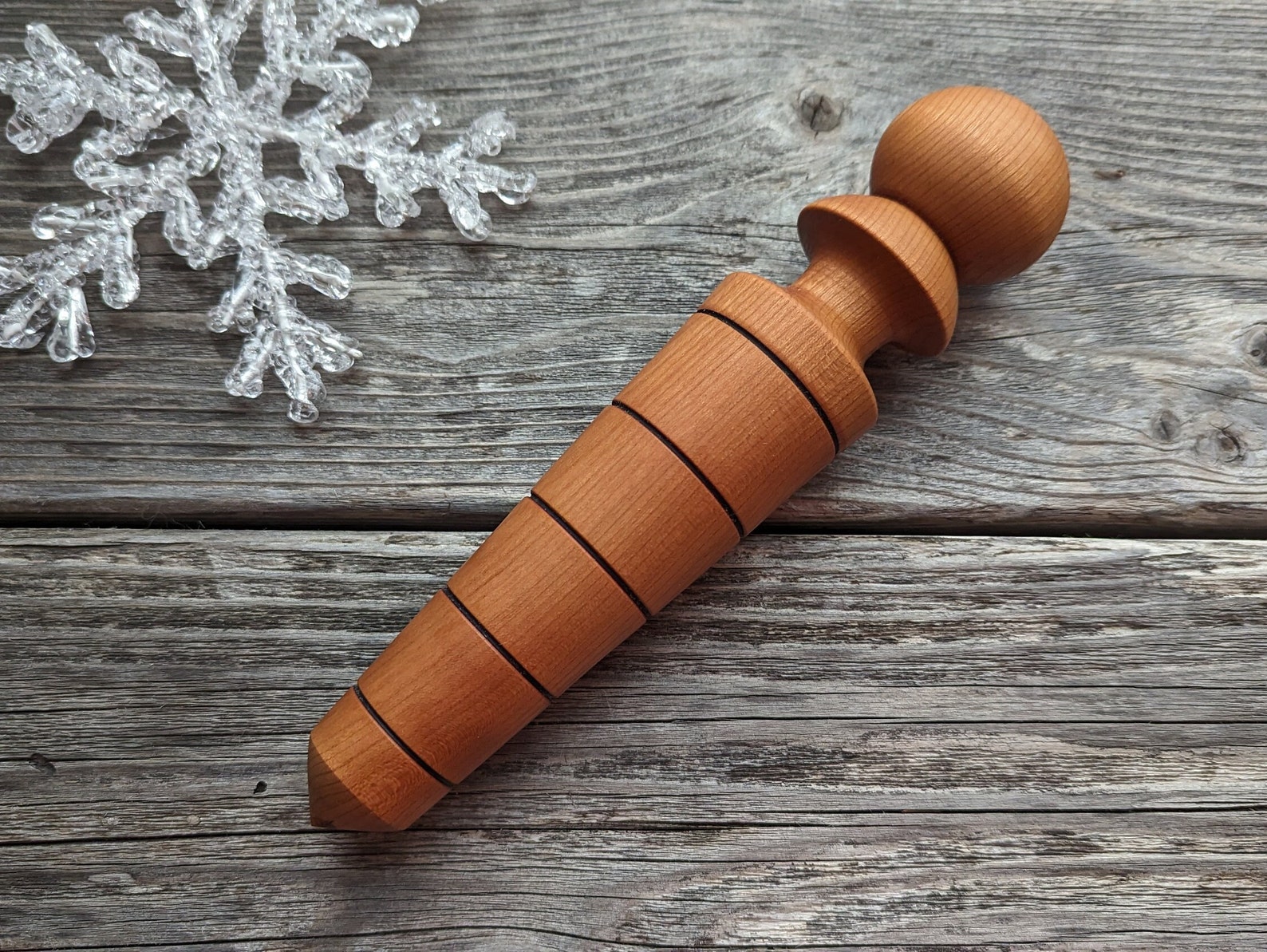 63 Cherry Wood Garden Dibber, Hand Turned Cherry Wood Dibbler, Seed ...