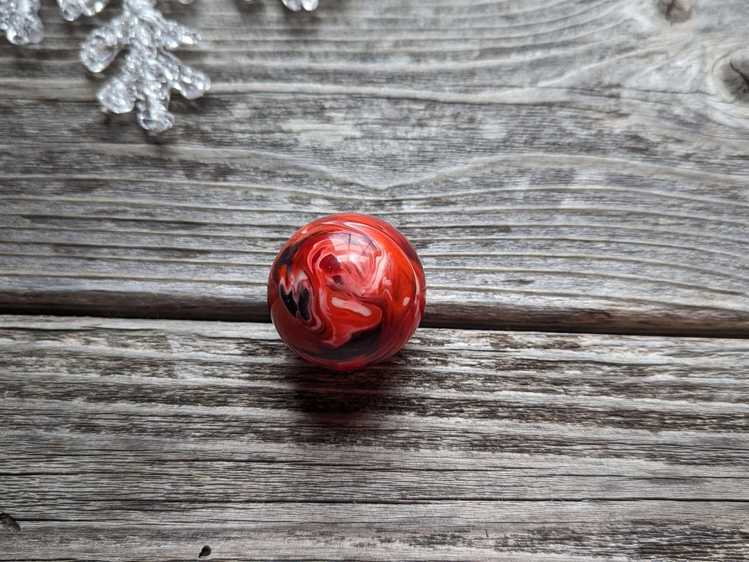 Hand Turned Multi Color - Red, White, Black Resin Sphere, 1.25" Inch ...