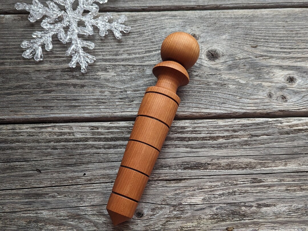 Hand Turned Cherry Wood Dibbler Tool, Cherry Wood Garden Dibber, Seed ...