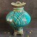 Raku Ceramic Large Turquoise Urn for Human or Pet Ashes, Drop Shape Urn ...