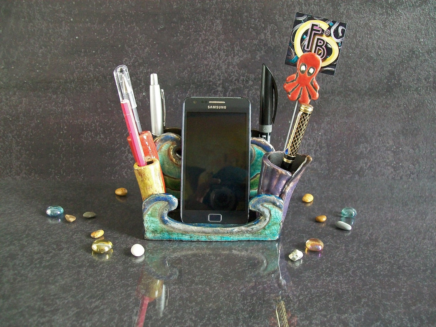 Raku Phone Stand & Desk Organizer – Cute Nautical Office Decor ...