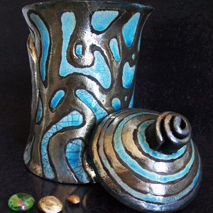 Raku Ceramic Lidded Jar for Sugar, Coffee, Salt, Tea and Spices ...