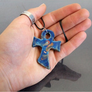 Raku Pottery Ankh Pendant, Ankh Necklace, Ankh Cross, Ankh Jewelry ...