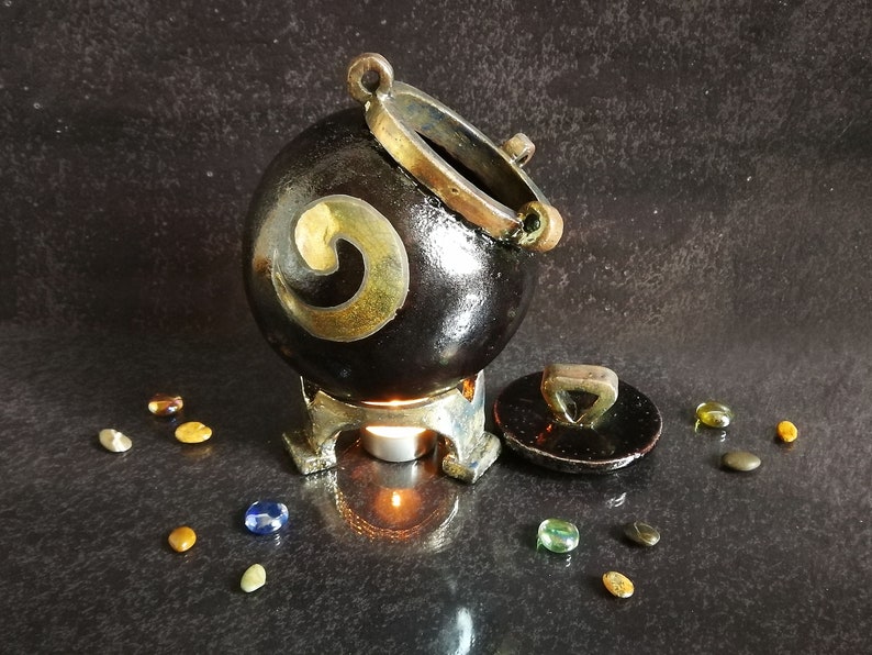 Raku Ceramic Magic Witches Cauldron Pot With Lid for Rituals | Etsy