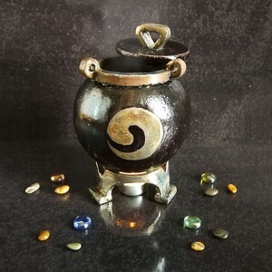 Raku Ceramic Magic Witches Cauldron Pot With Lid for Rituals and Spells ...