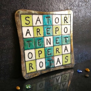 Raku Ceramic Magic Sator Square – Protective Home Charm, Ancient Roman ...
