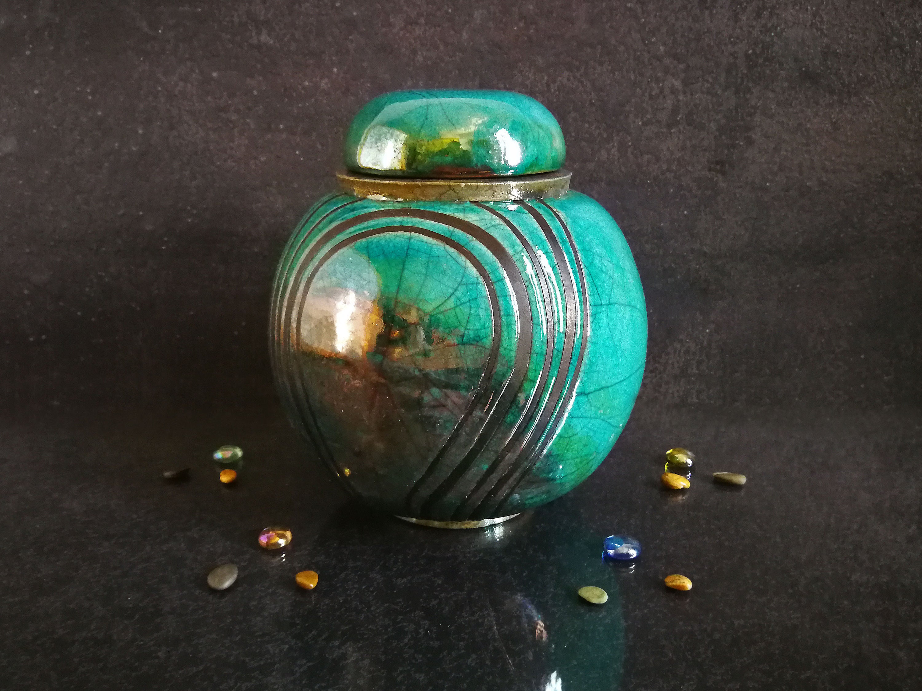 Raku Ceramic Spherical Turquoise Urn for Human or Pet Ashes - Etsy UK