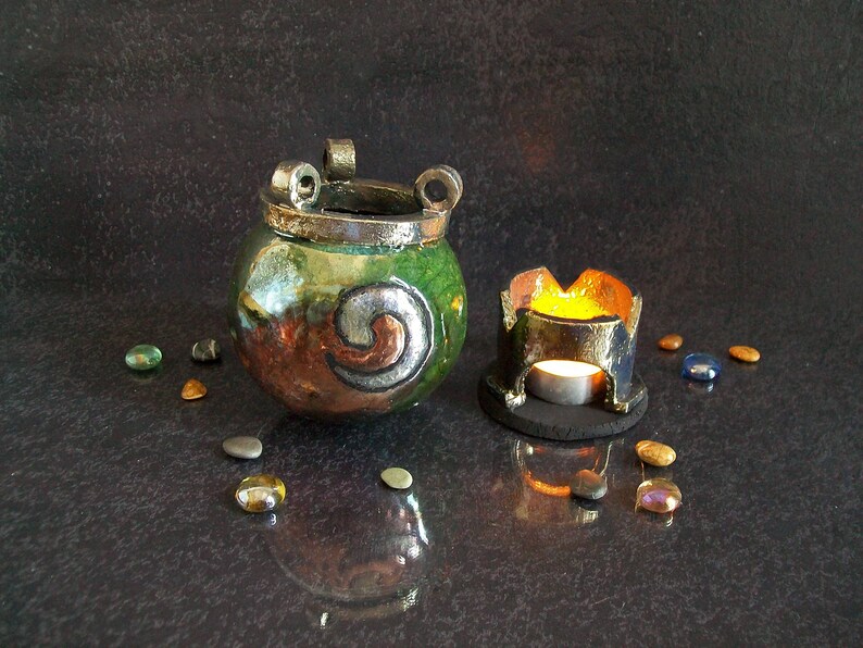 Raku Ceramic Burner Essential Oil Diffuser Witches Cauldron | Etsy