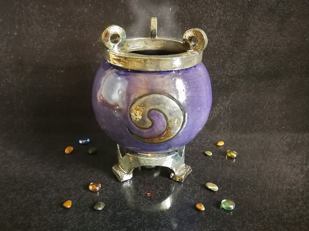 Raku Ceramic Witches Cauldron for Rituals & Spells, Wiccan Pagan Altar ...