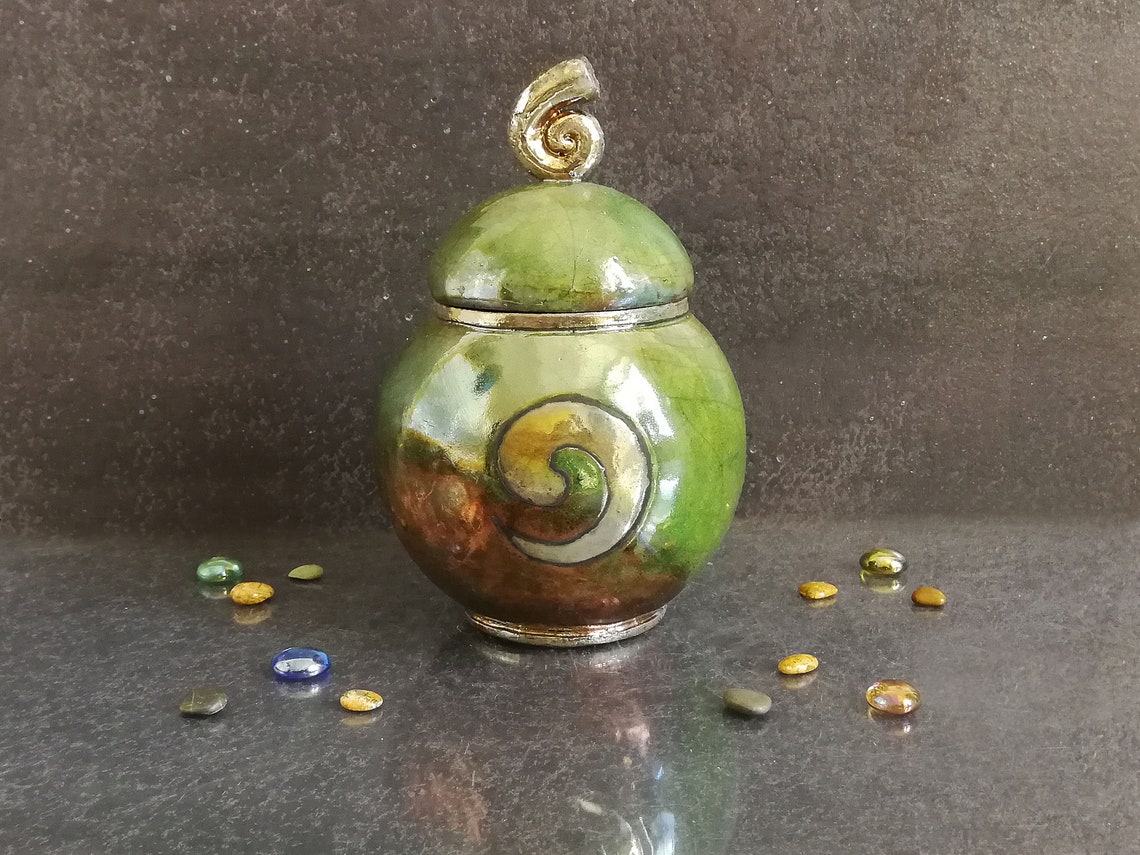 Raku Pottery Green Jar With Lid Sugar Jar Pottery Tea - Etsy