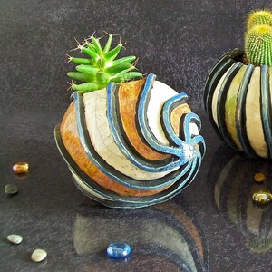 Raku Ceramic Shell Vase White and Orange, Seashell Planter Pot for ...