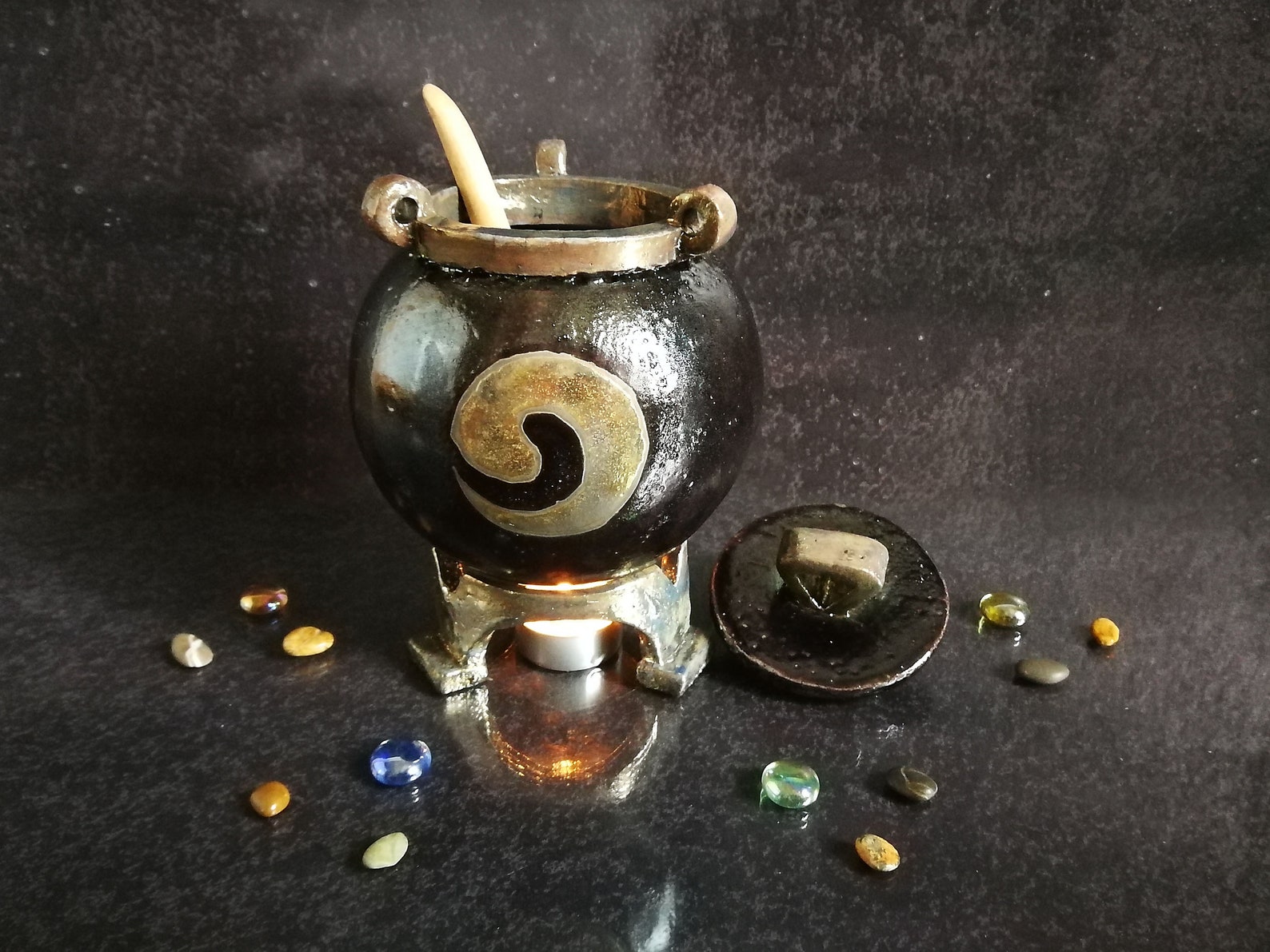 Raku Ceramic Magic Witches Cauldron Pot With Lid for Rituals | Etsy