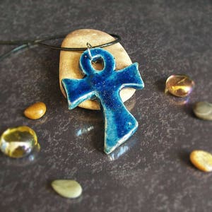 Raku Pottery Ankh Pendant, Ankh Necklace, Ankh Cross, Ankh Jewelry ...