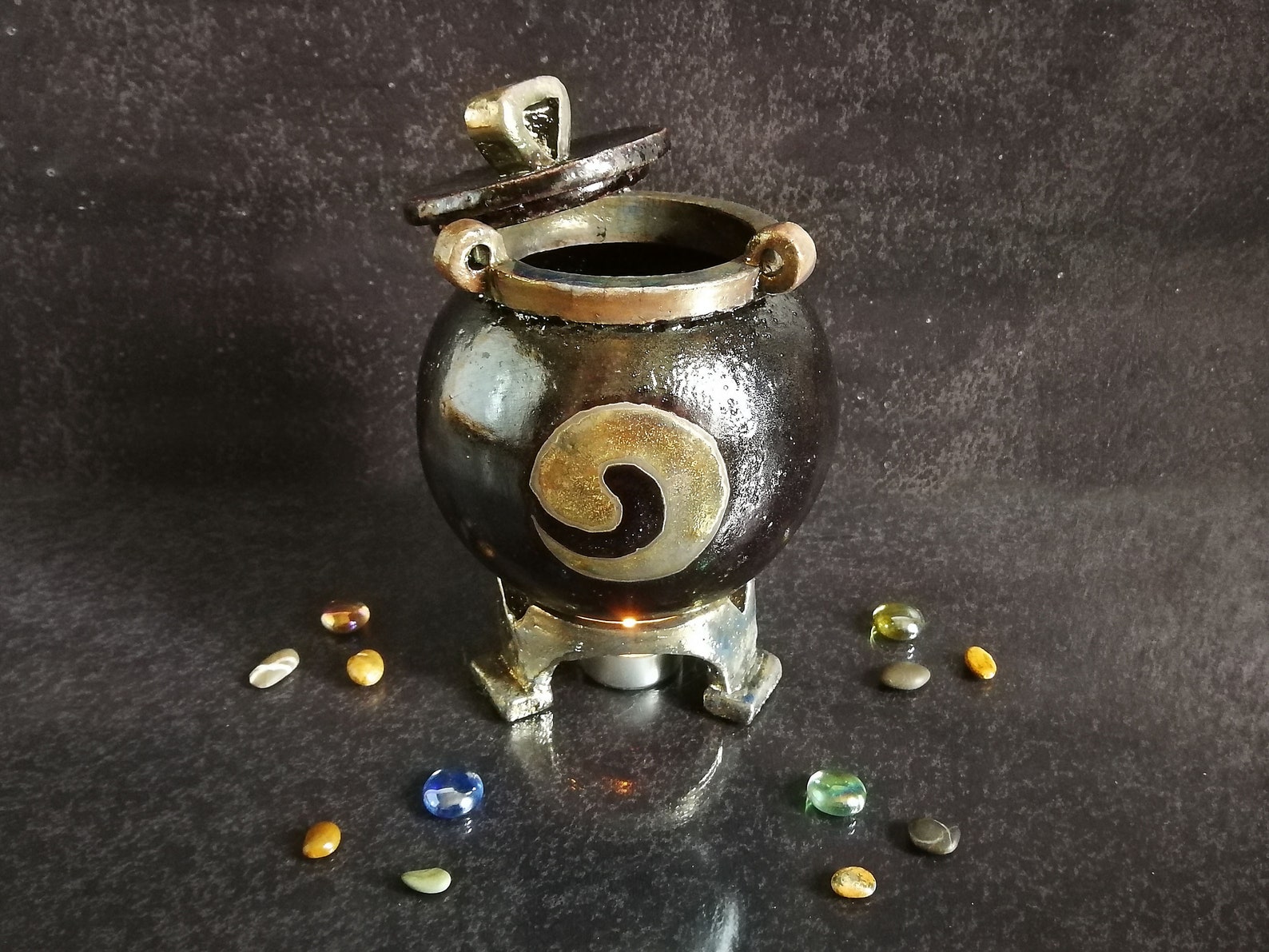 Raku Ceramic Magic Witches Cauldron Pot With Lid for Rituals | Etsy