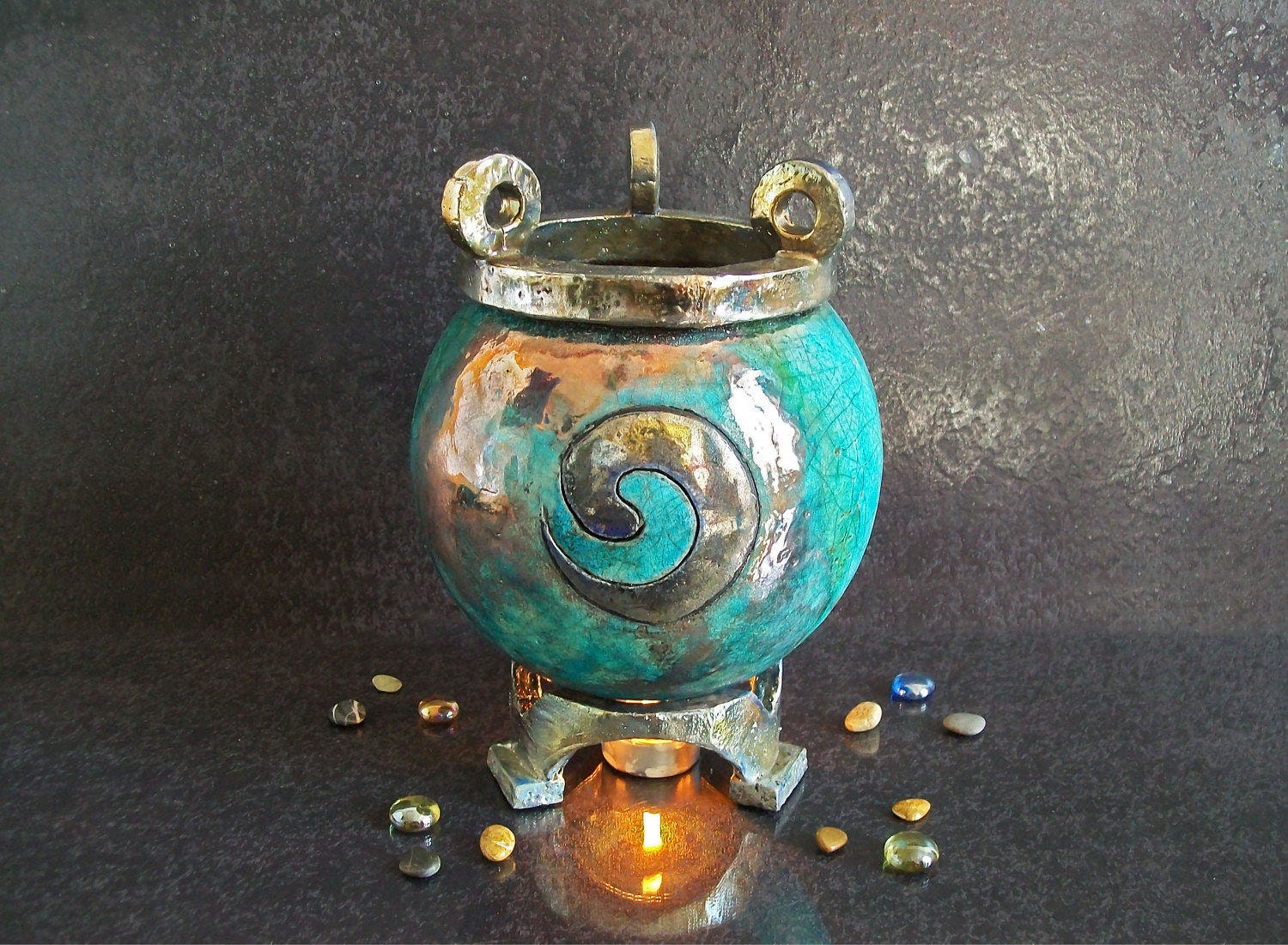Witches Cauldron Pot for Rituals, Spells & Aromatherapy - Handmade Raku ...