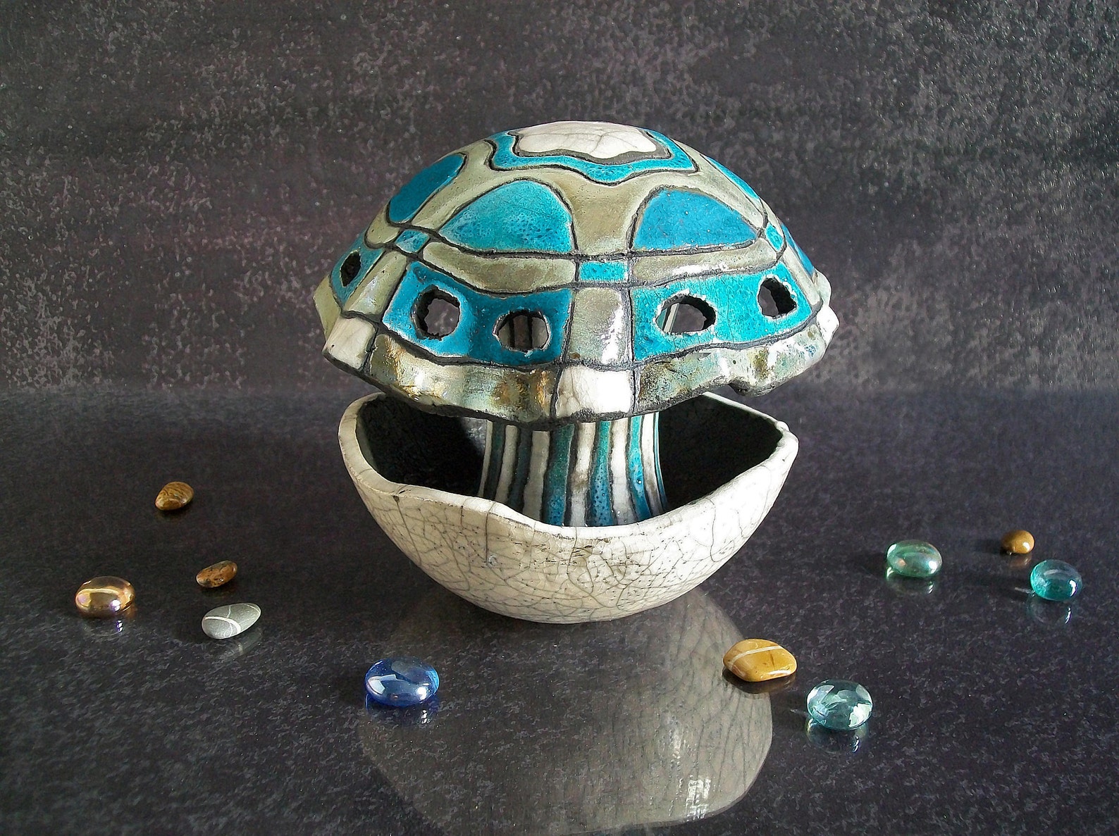 Ceramic jellyfish hanging planter pot hanging terrarium raku | Etsy