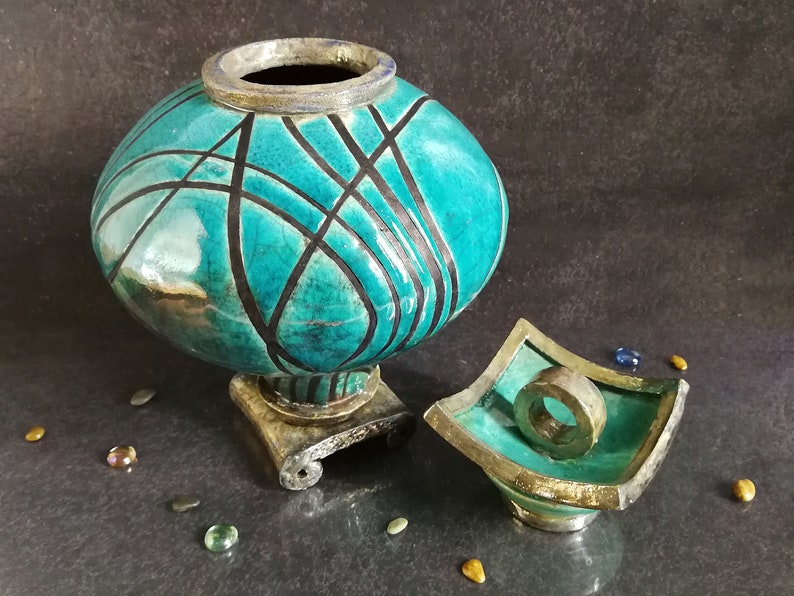 Raku Ceramic Large Turquoise Urn for Human or Pet Ashes Drop - Etsy