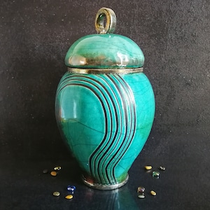 Raku Ceramic Funeral Urn for Human or Pet Ashes - 0.3 / 0.75 / 2 / 5 ...