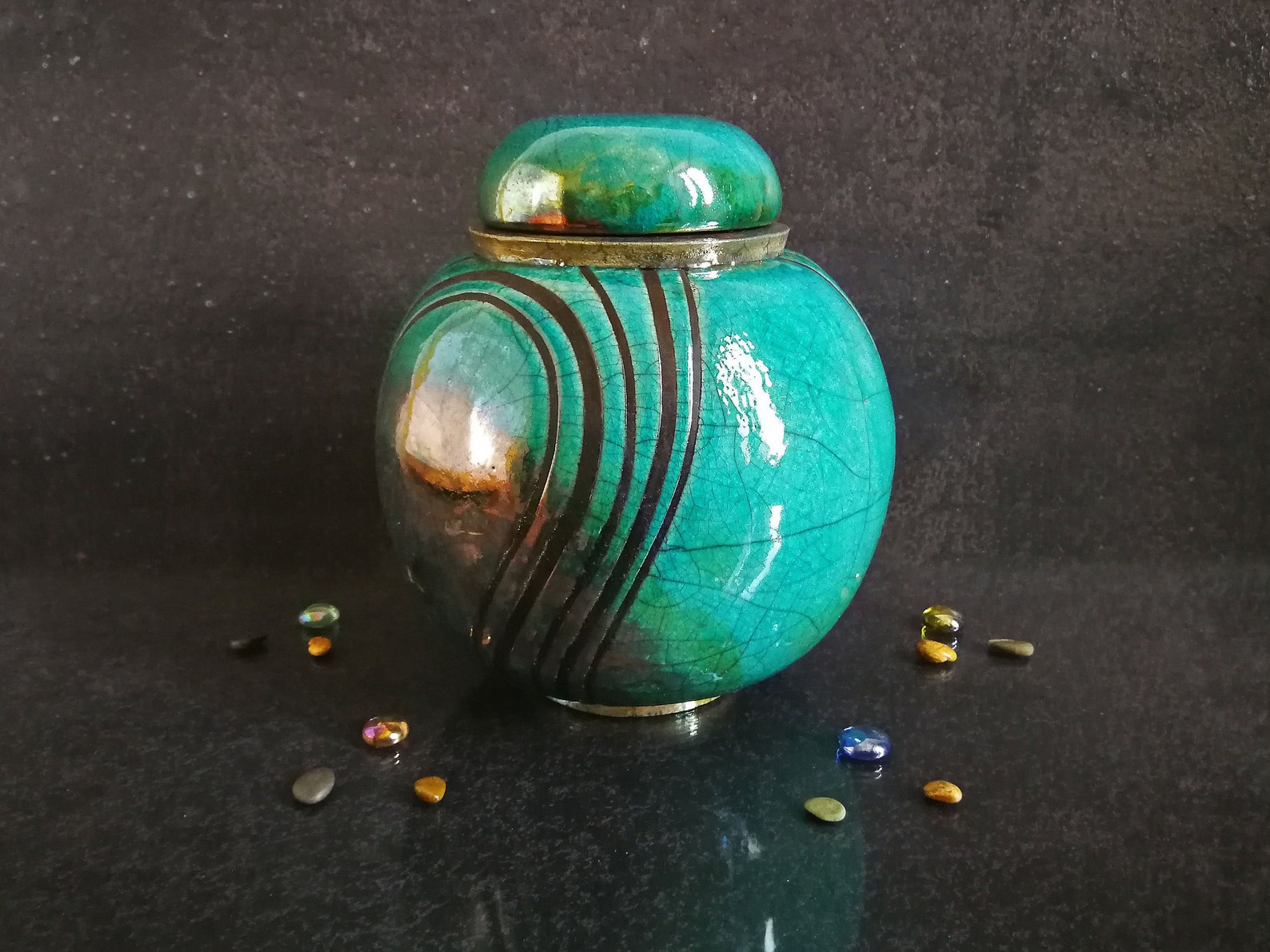 Raku Ceramic Spherical Turquoise Urn for Human or Pet Ashes - Etsy
