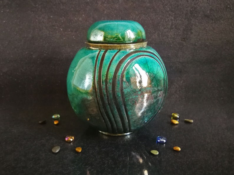 Raku Ceramic Spherical Turquoise Urn for Human or Pet Ashes - Etsy UK