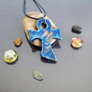 Raku Pottery Ankh Pendant, Ankh Necklace, Ankh Cross, Ankh Jewelry ...