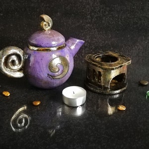Raku Mini Teapot Oil Burner – Handmade Decorative Essential Oil ...