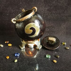 Raku Ceramic Magic Witches Cauldron Pot With Lid for Rituals and Spells ...