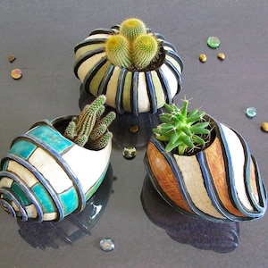 Raku Ceramic Shell Vase White and Orange Seashell Planter Pot | Etsy