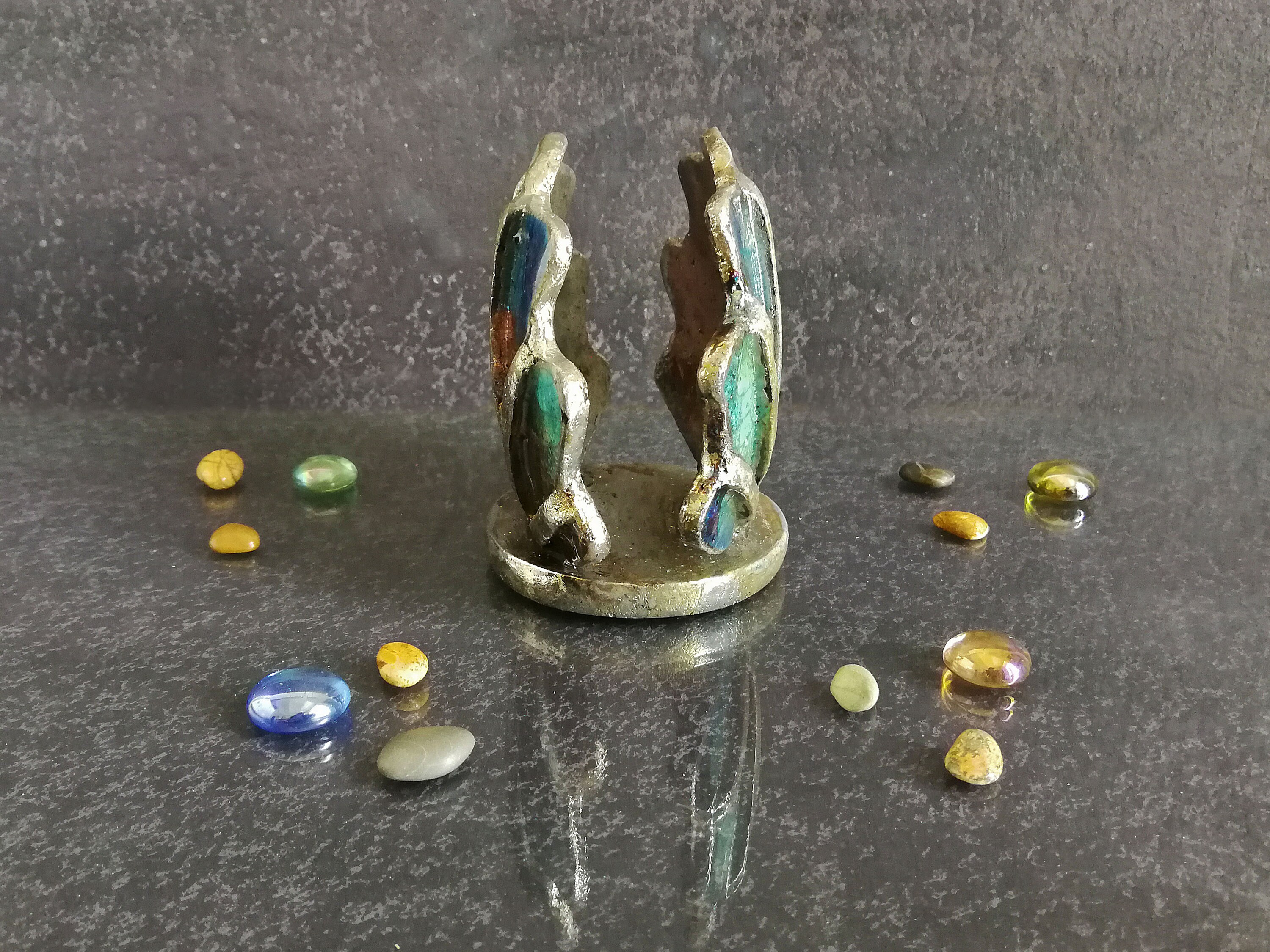 Raku pottery sea shell desk letter holder or sponge holder | Etsy