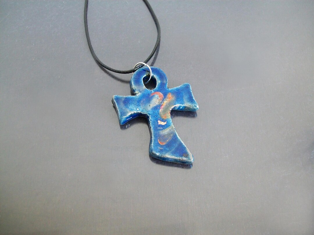 Raku Pottery Ankh Pendant, Ankh Necklace, Ankh Cross, Ankh Jewelry ...