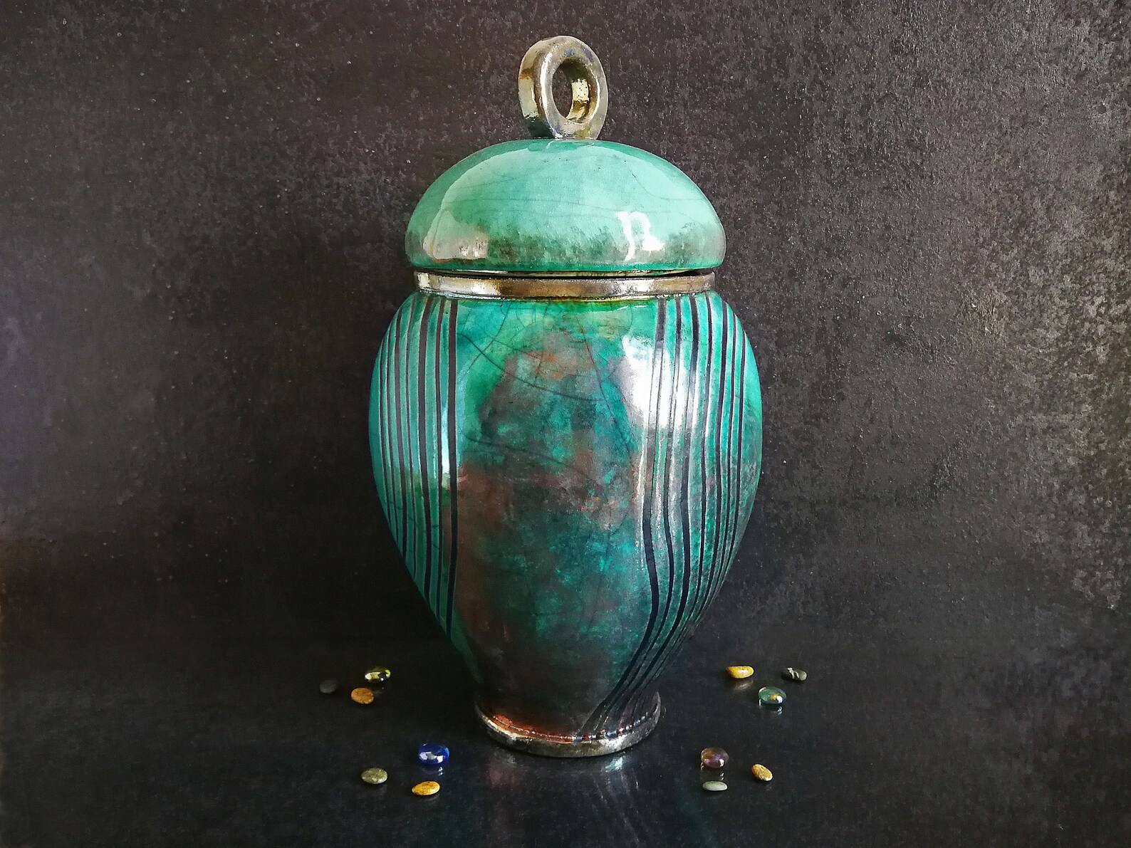 Elegant Raku Ceramic Cremation Urn – Handmade Memorial for Human or Pet ...