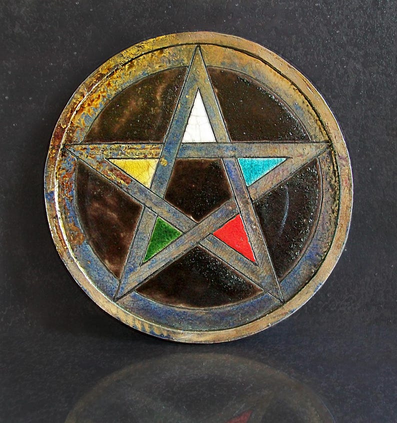 Wiccan Altar Set – Raku Ceramic Pentacle, Cauldron & Skull Candle ...