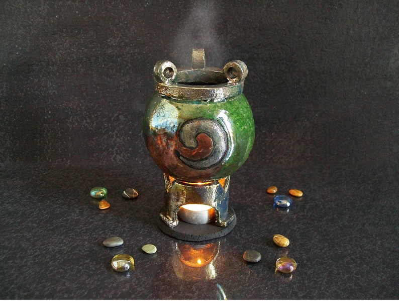 Raku Ceramic Burner Essential Oil Diffuser Witches Cauldron - Etsy