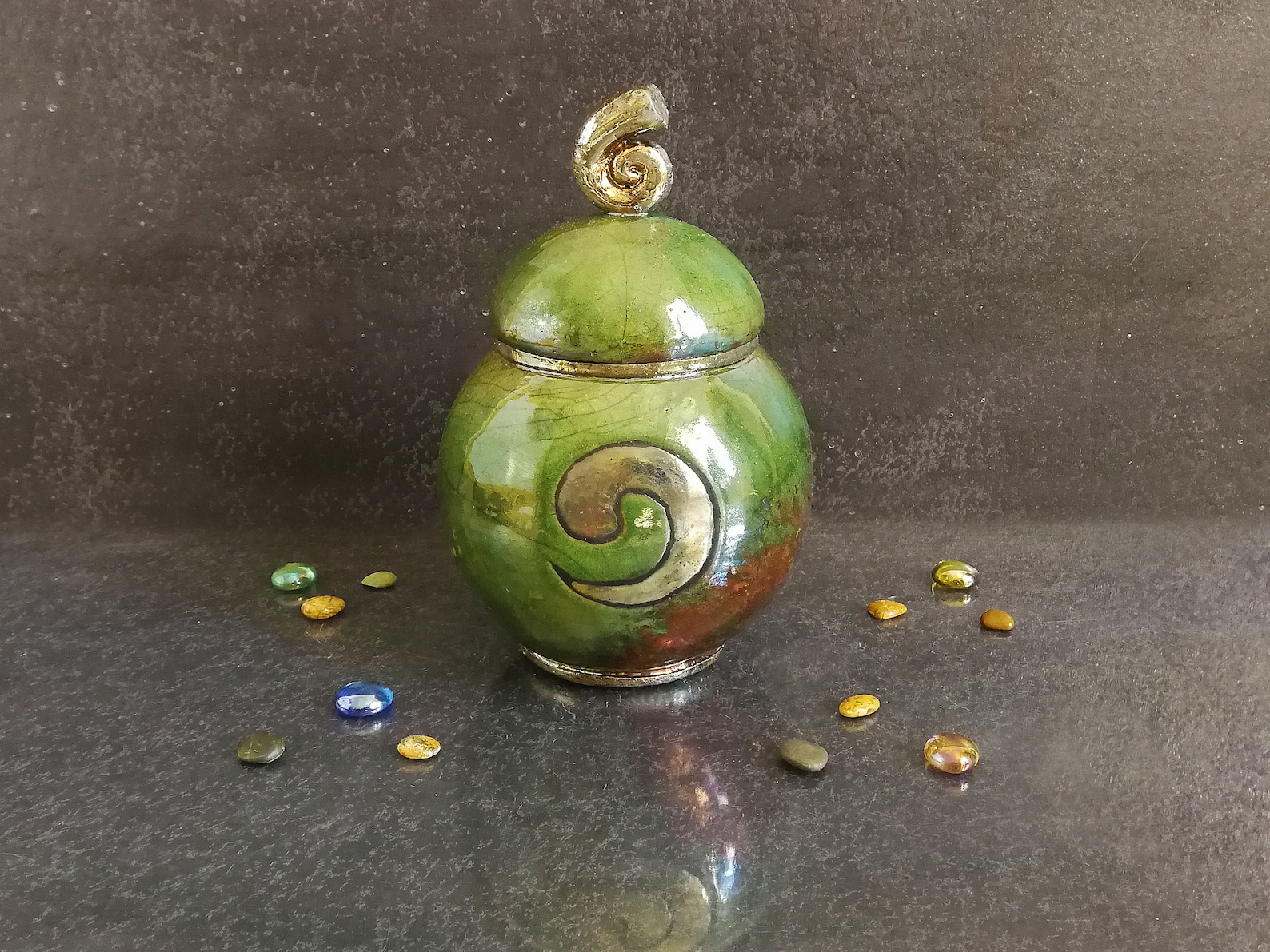 Raku Pottery Green Jar With Lid Sugar Jar Pottery Tea - Etsy