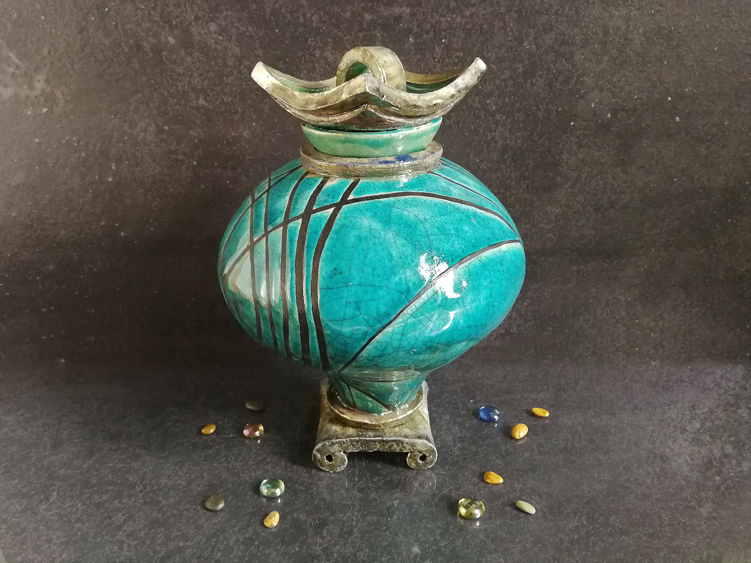 Raku Ceramic Large Turquoise Urn for Human or Pet Ashes Drop - Etsy