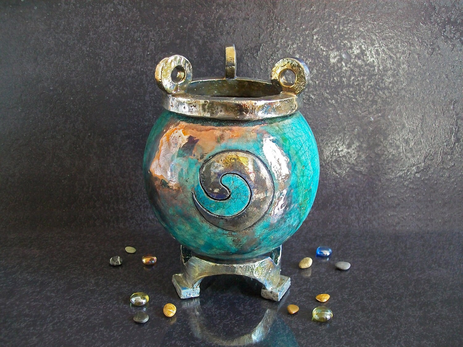 Witches Cauldron Pot for Rituals, Spells & Aromatherapy - Handmade Raku ...