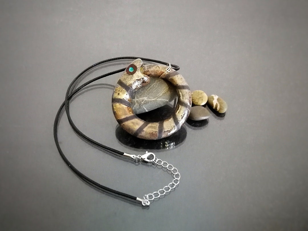 Raku Ouroboros Pendant – Shiny Ceramic Snake/dragon, Infinity Symbol ...