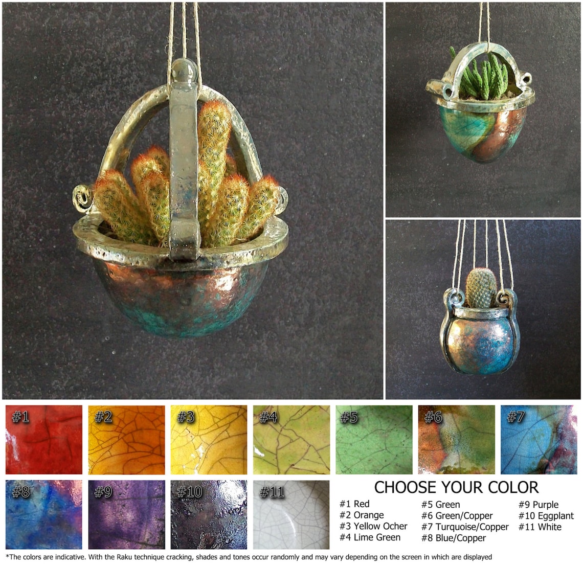 Ceramic Hanging Pot Raku Planter Hanging Vase Turquoise and | Etsy