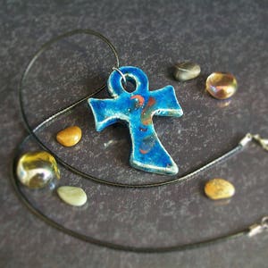 Raku Pottery Ankh Pendant, Ankh Necklace, Ankh Cross, Ankh Jewelry ...