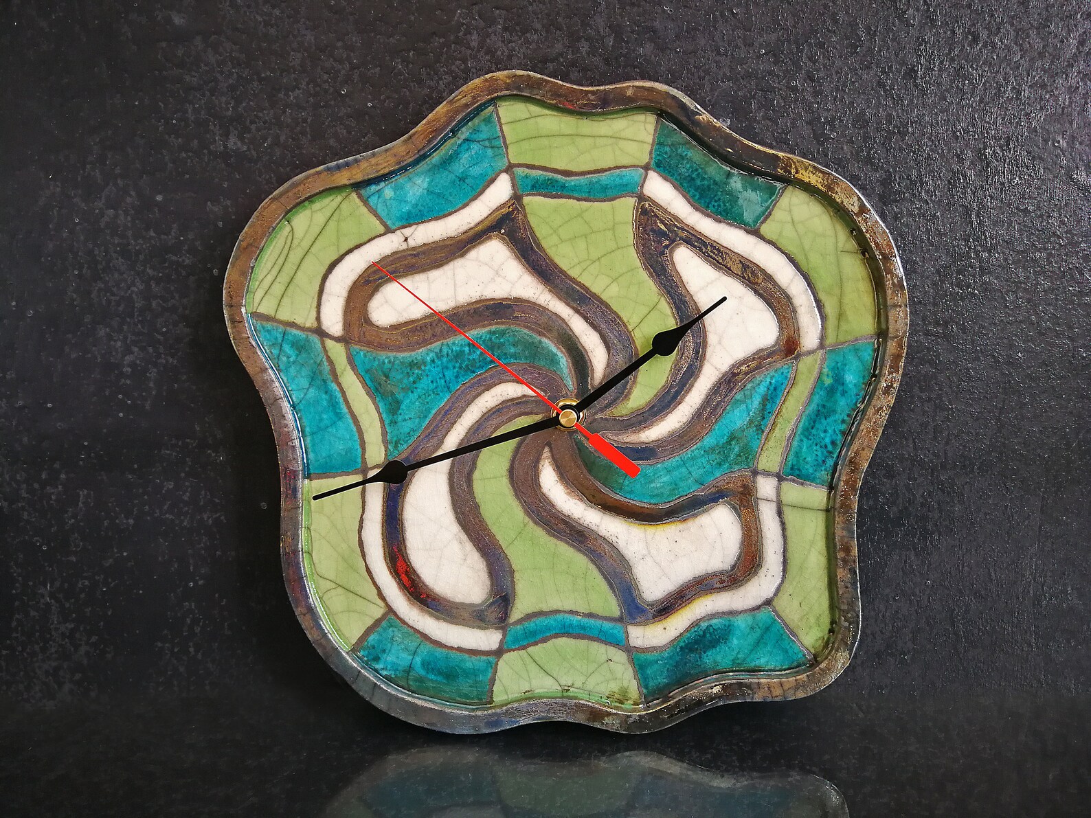 Wall Raku Ceramic Clock With Abstract Liberty Decoration No | Etsy